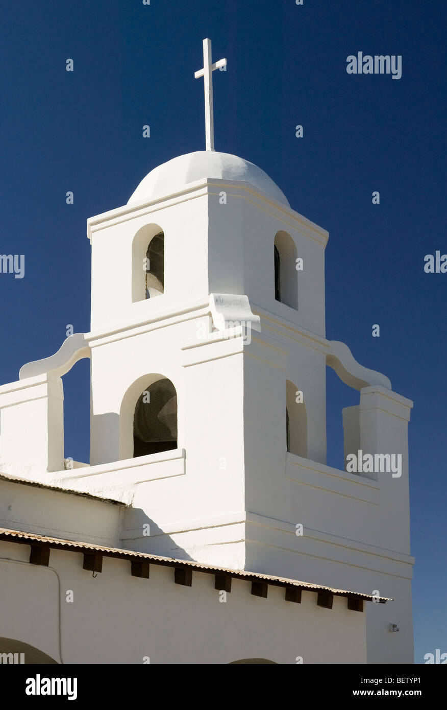White church bell tower Stock Photo - Alamy