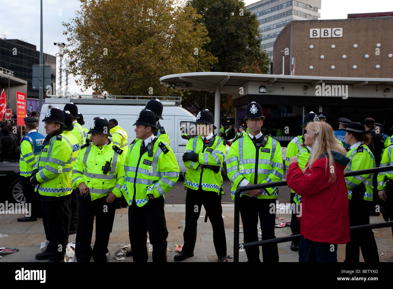 Protest outside BBC Television House Stock Photo - Alamy