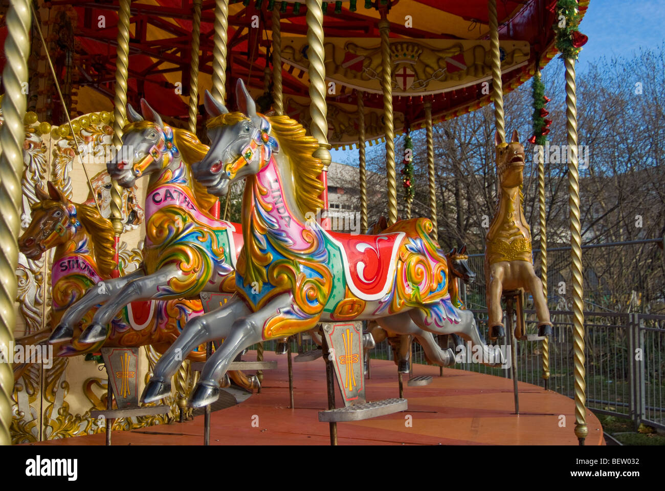 Carousel horses on London's South Bank Stock Photo - Alamy