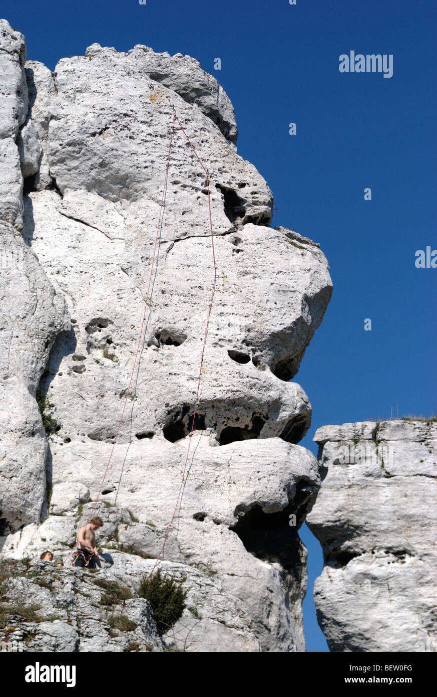 Climbing on jurassic rocks Stock Photo - Alamy