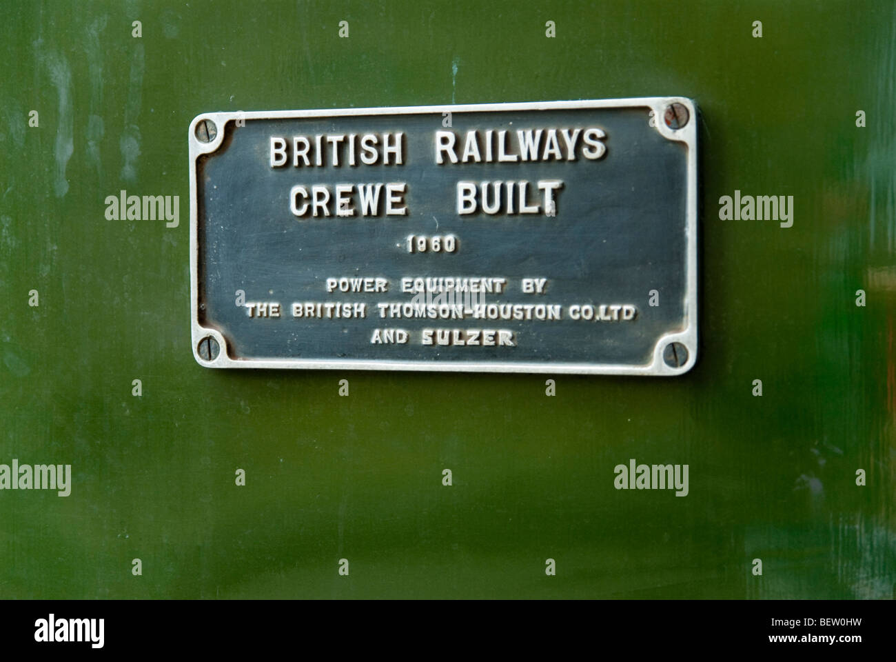 Manufacturer's cast nameplate on a British railways diesel locomotive ...