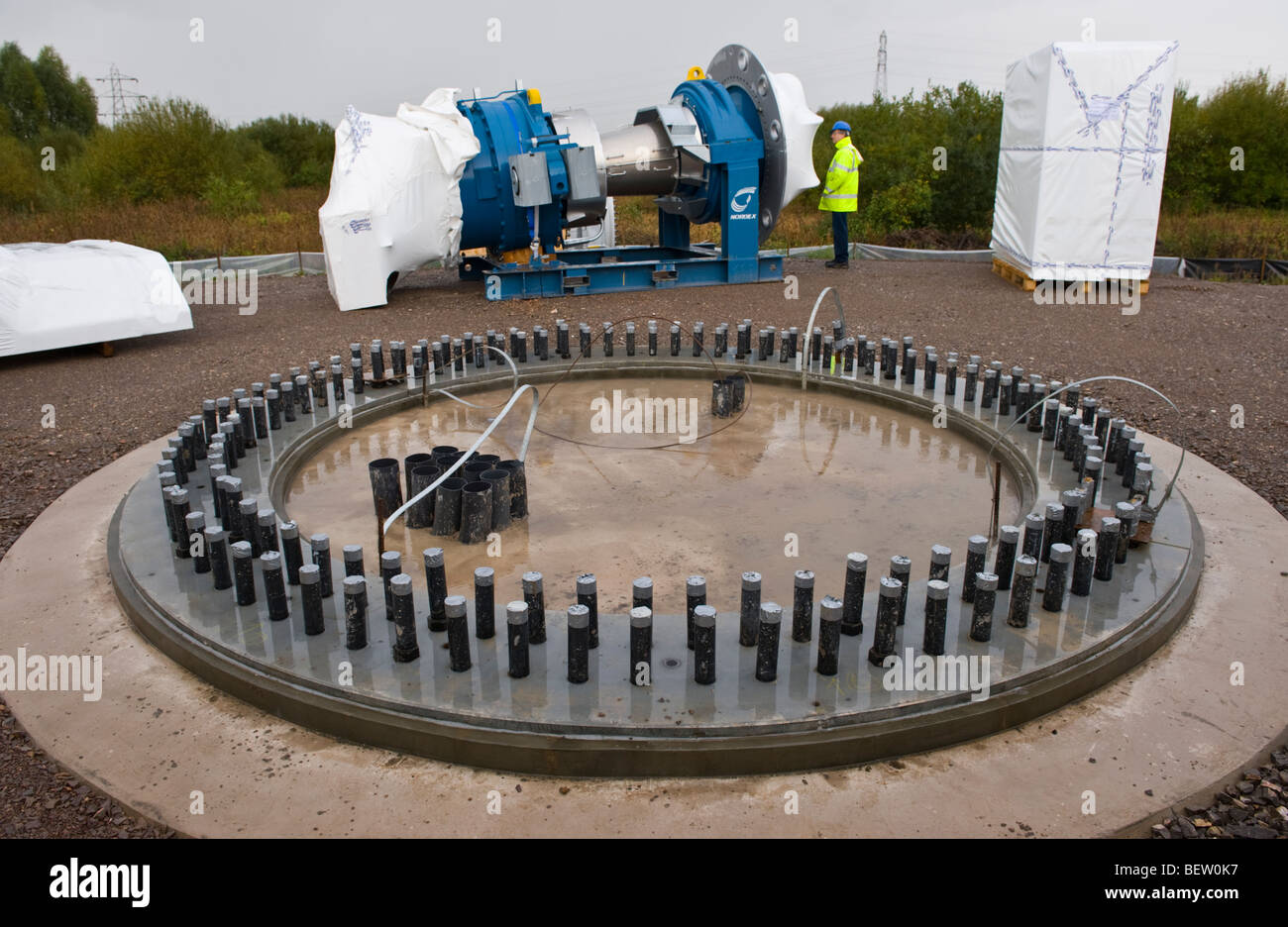 Concrete base with fixings for Nordex N90 wind turbine under ...