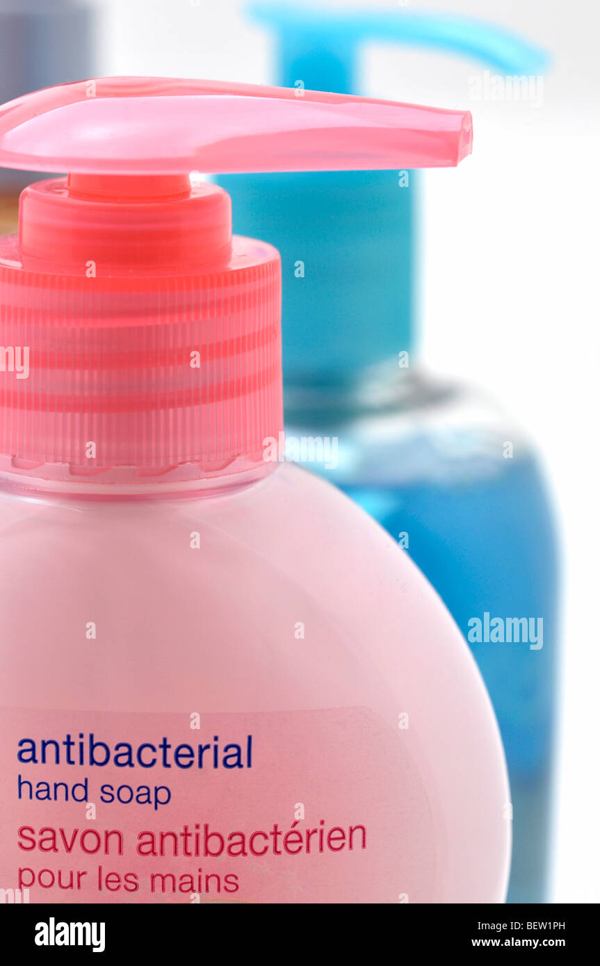Bottles of Antibacterial Liquid Hand Soap Stock Photo - Alamy