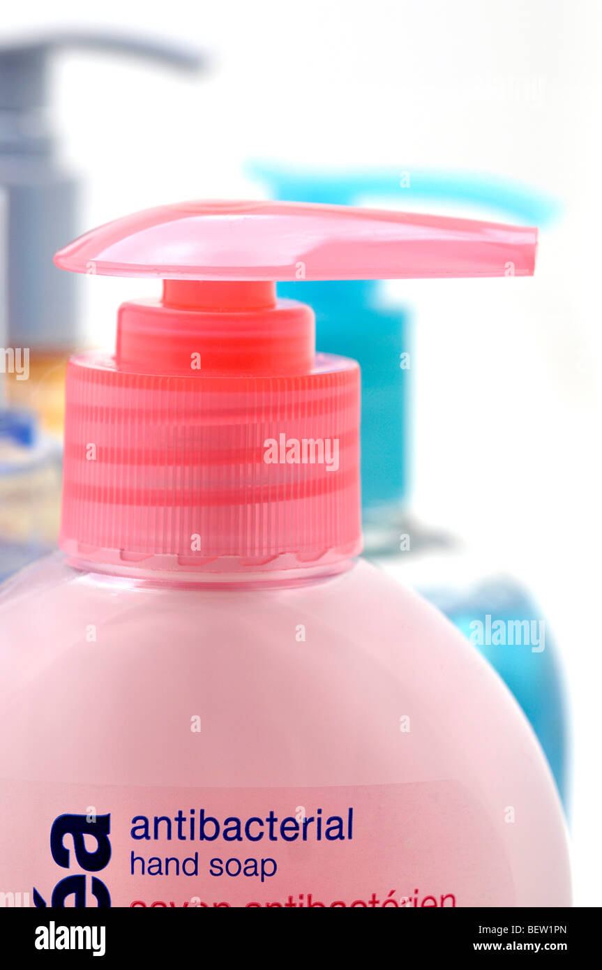Bottles of Antibacterial Liquid Hand Soap Stock Photo - Alamy