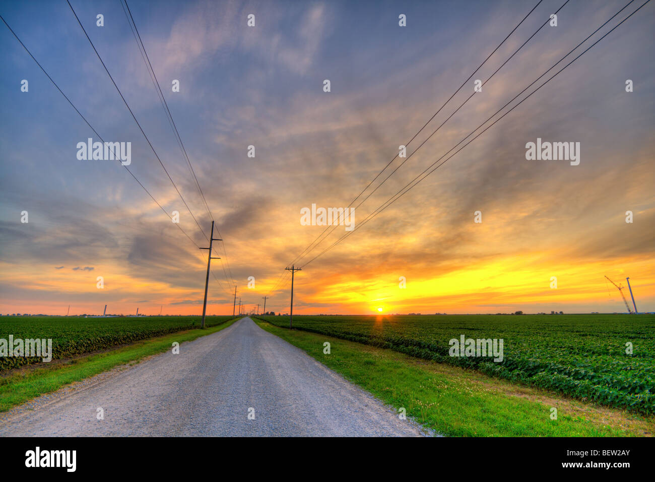 Empty road power lines at sunset hi-res stock photography and images ...