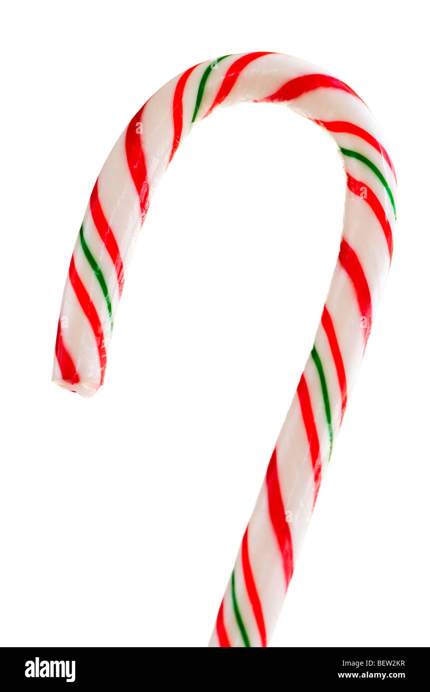 Closeup of striped candy cane isolated on white Stock Photo - Alamy