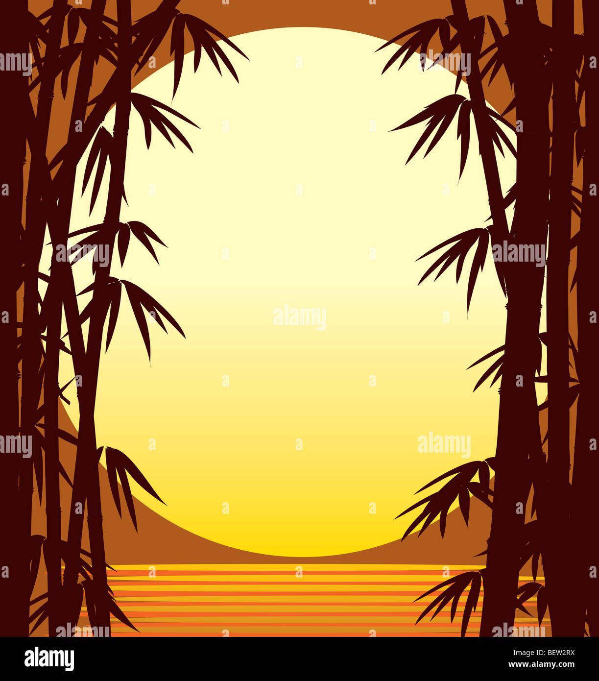 Sunset, bamboo forest and sea Stock Photo - Alamy