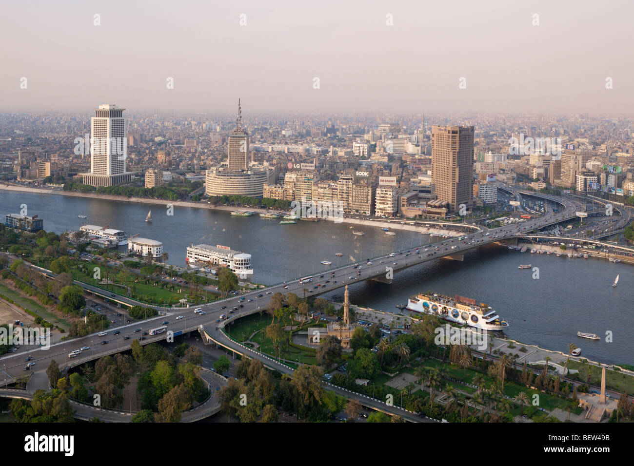 View at Cairo and Bridge of 6. October over Nile, Cairo, Egypt Stock ...