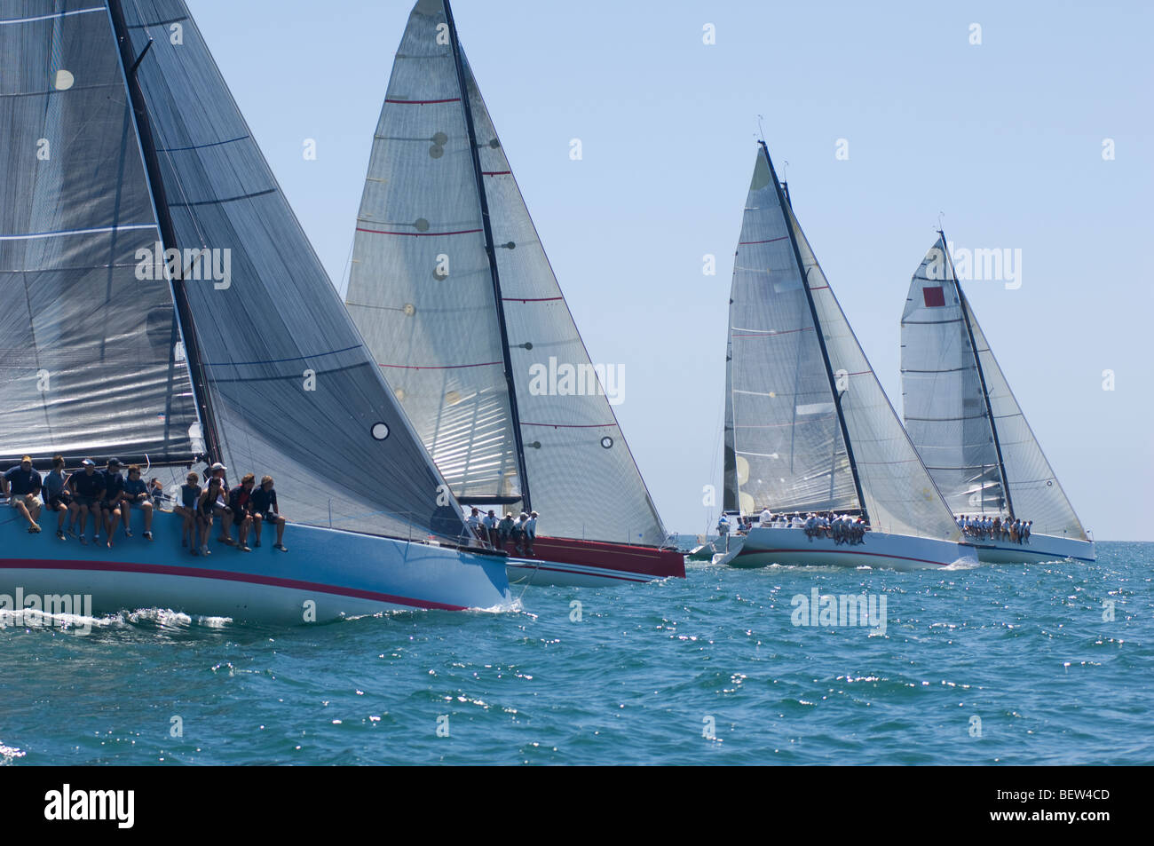 Yachts compete in team sailing event, California Stock Photo - Alamy