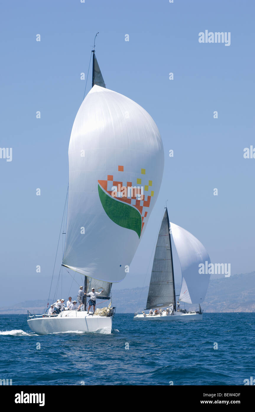 Two yachts compete in team sailing event, California Stock Photo - Alamy