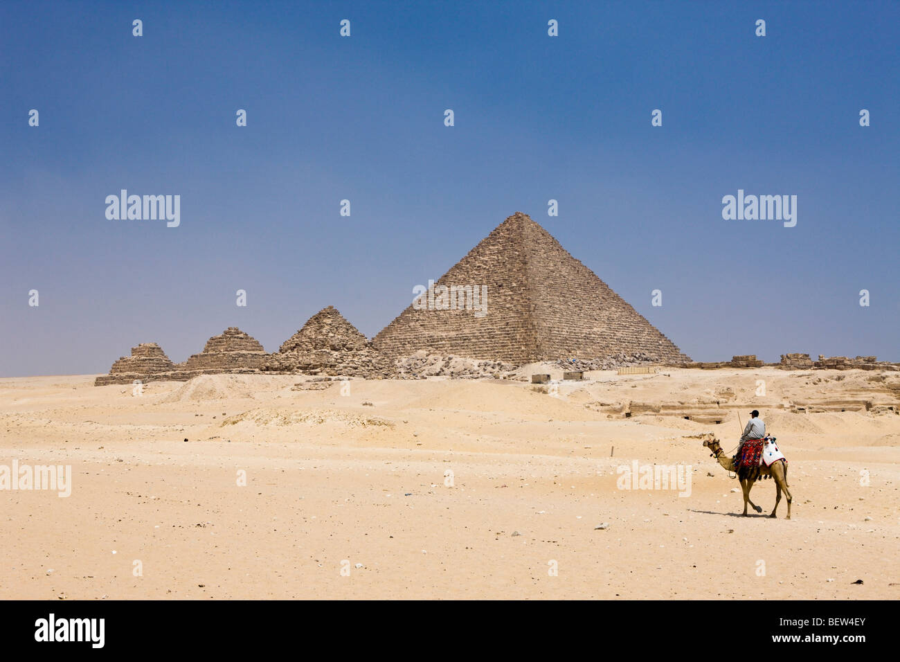 Pyramid of Menkaure and three small Pyramids of Queens, Cairo, Egypt ...