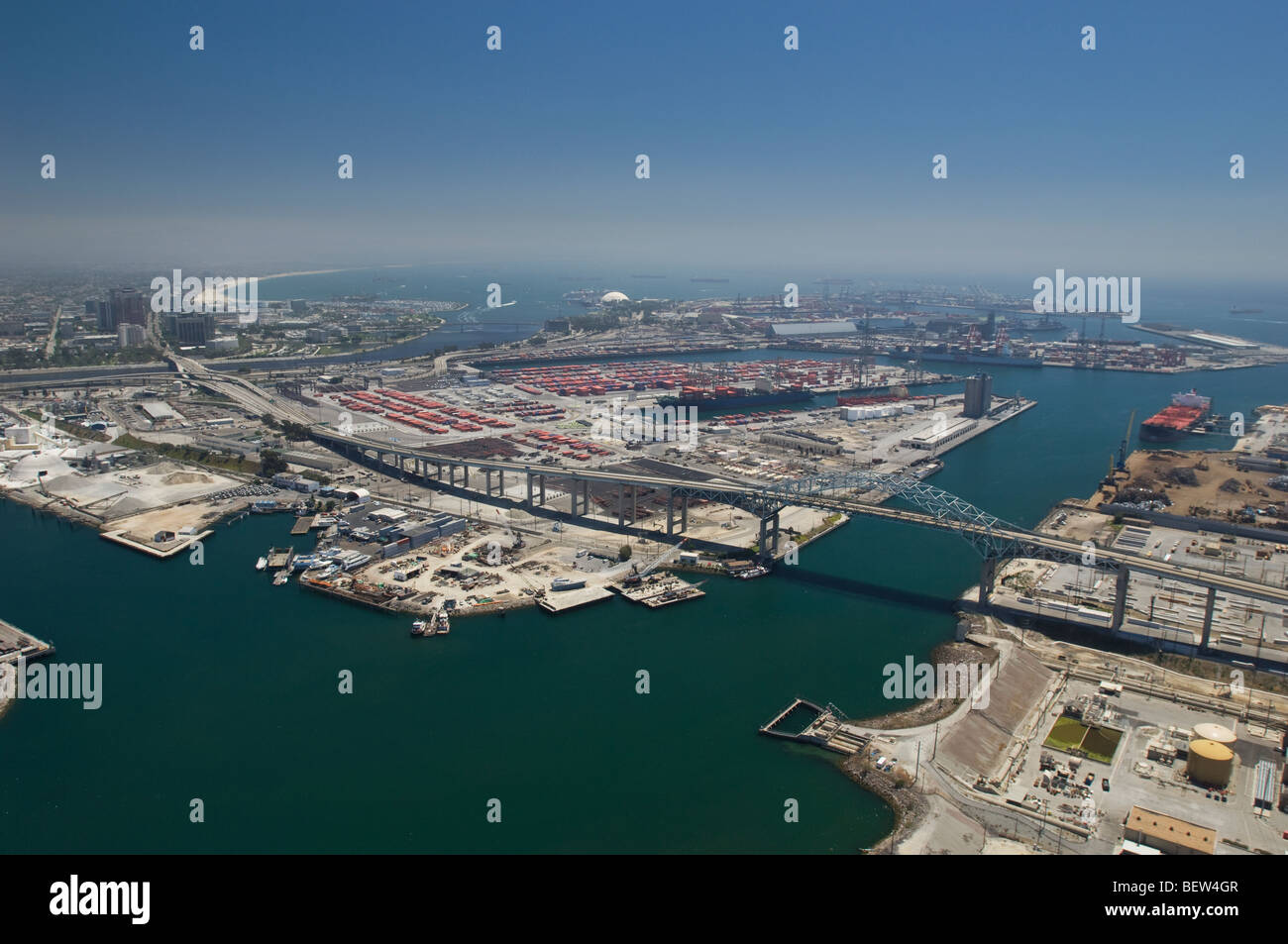 Aerial view of industrial area and docks in California Stock Photo - Alamy