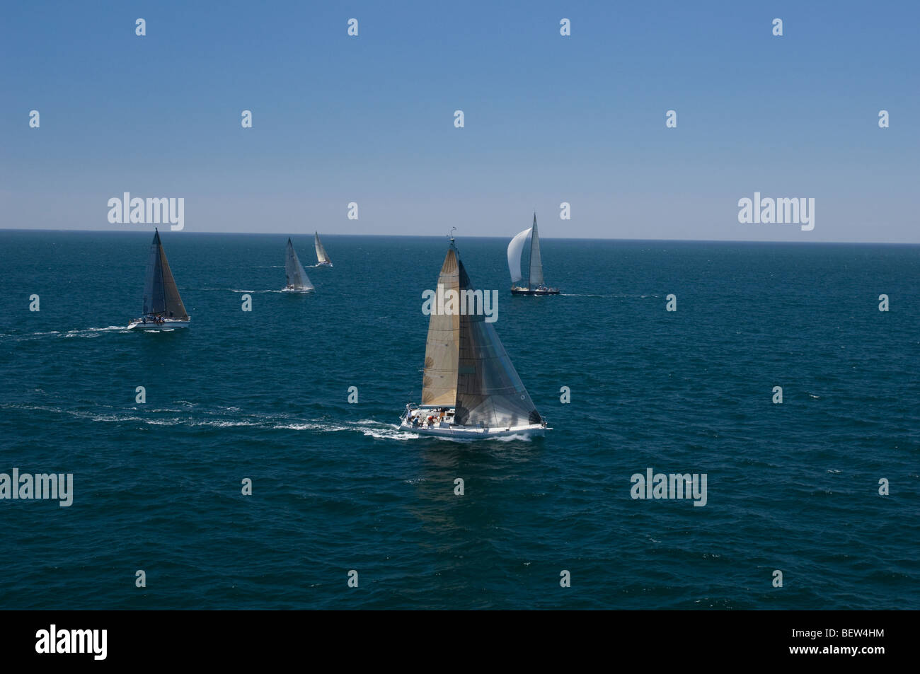 Four yachts compete in team sailing event, California Stock Photo - Alamy