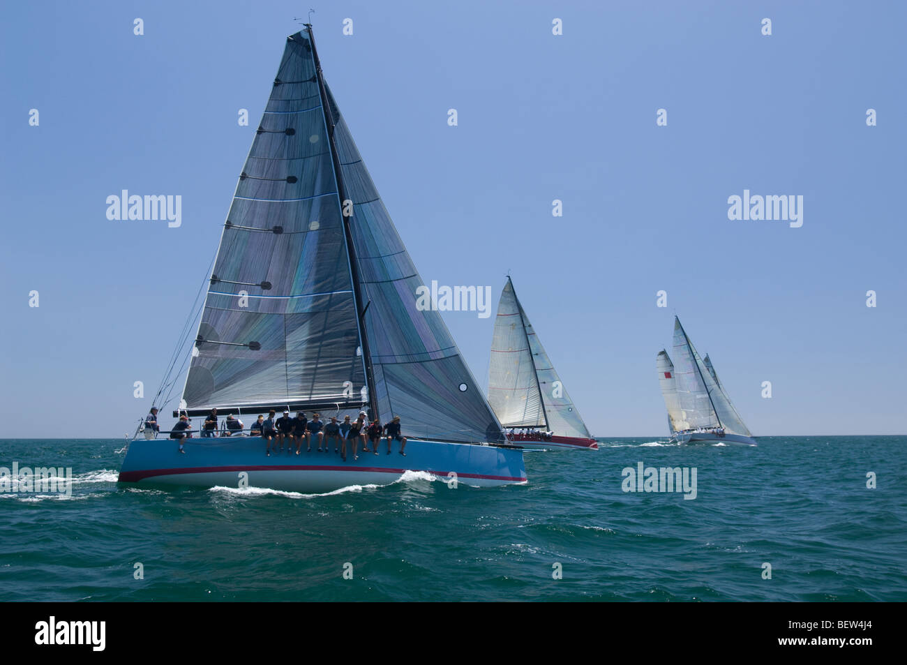 Yachts compete in team sailing event, California Stock Photo - Alamy