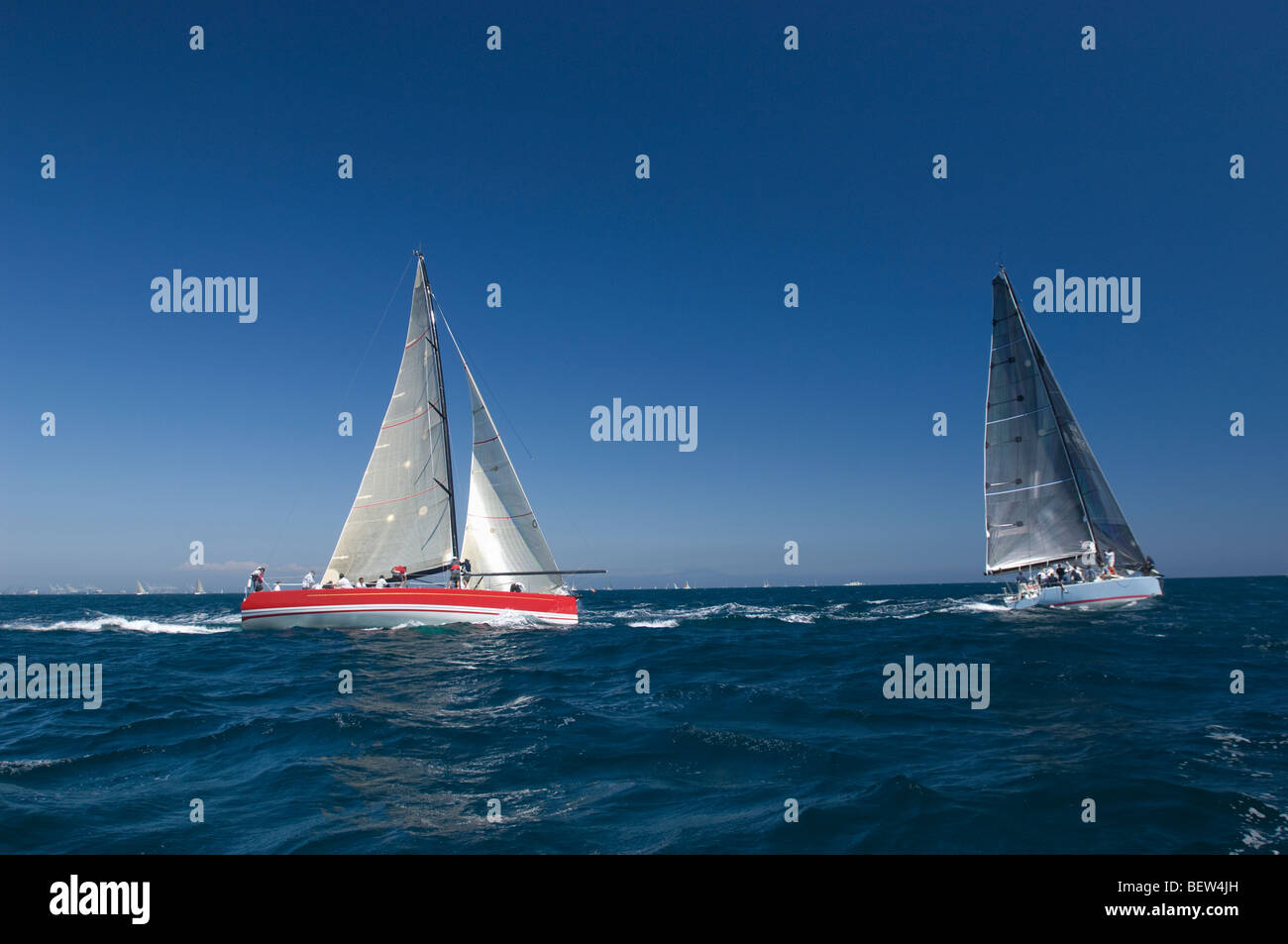 Two yachts compete in team sailing event, California Stock Photo - Alamy