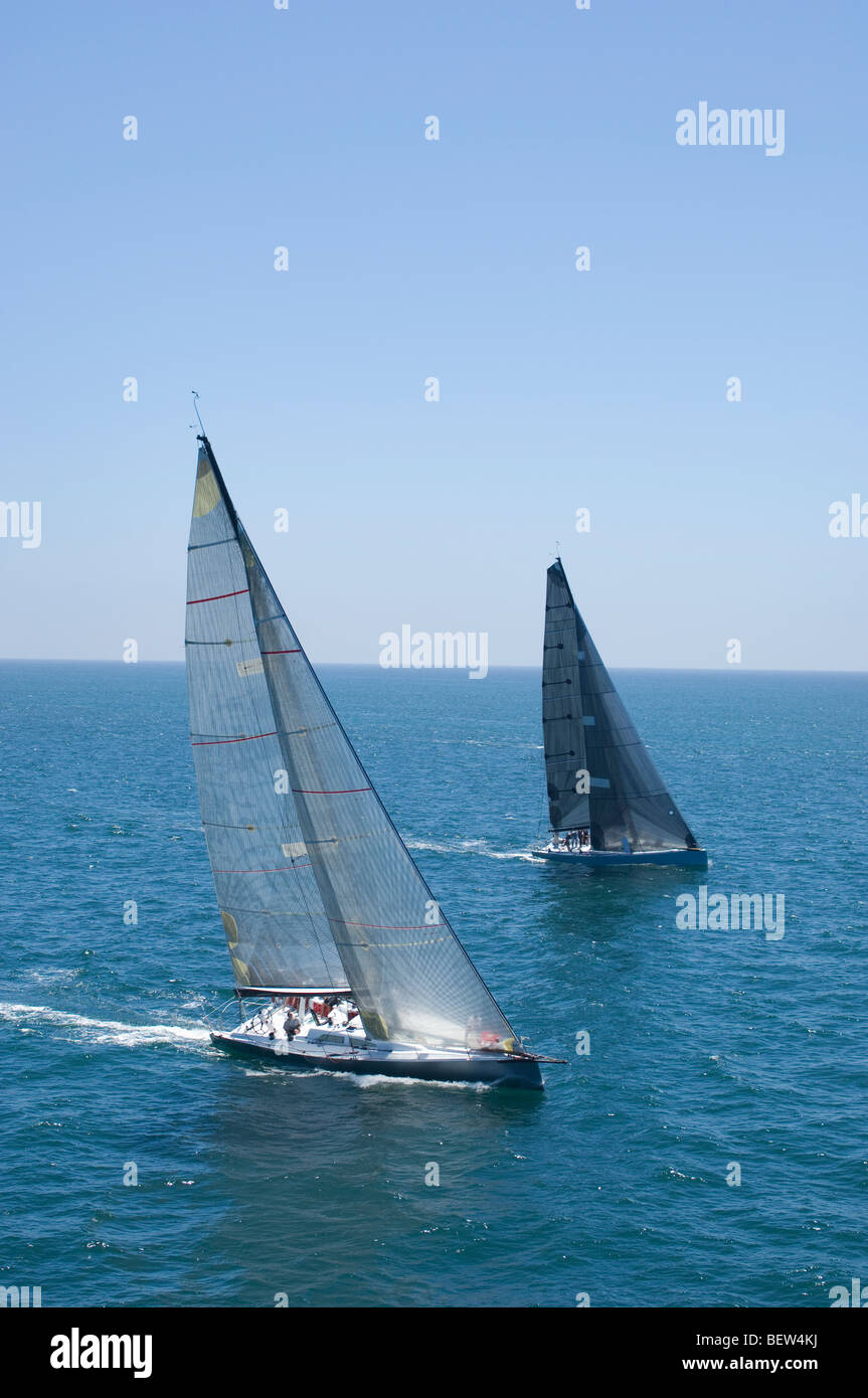 Two yachts compete in team sailing event, California Stock Photo - Alamy