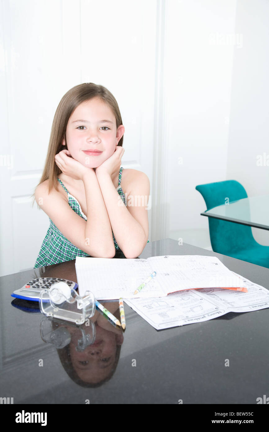 Young Teen doing her homework Stock Photo - Alamy