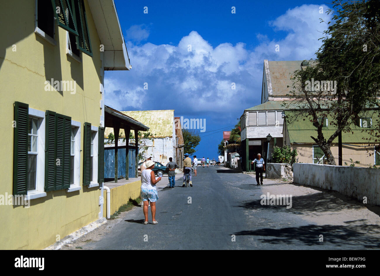 Old Colonial buildings on Front Street in Cockburn Town on Grand Turk ...
