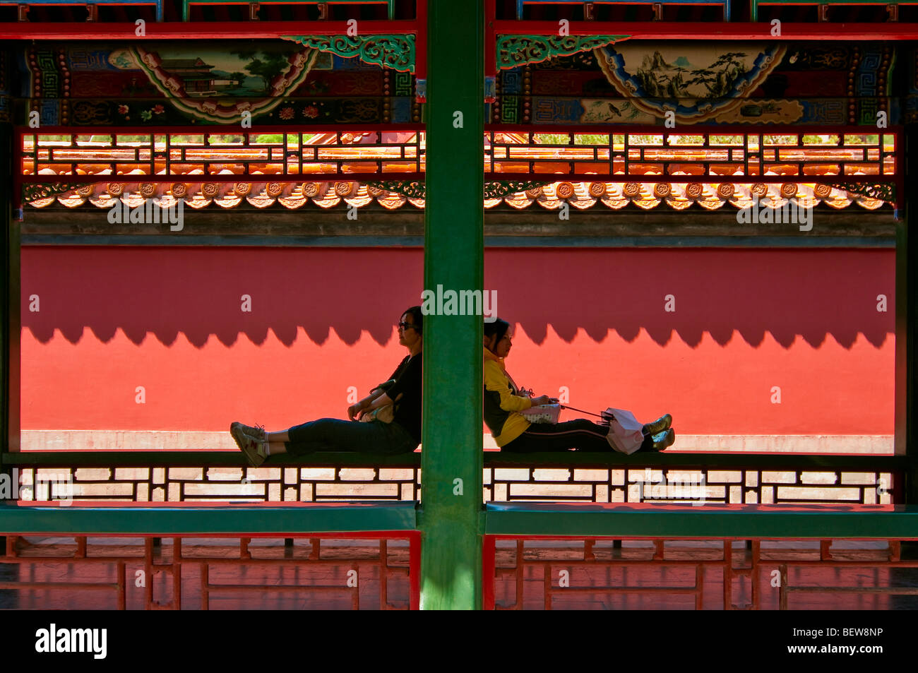 two people resting at the Summer Palace, Beijing, China Stock Photo - Alamy