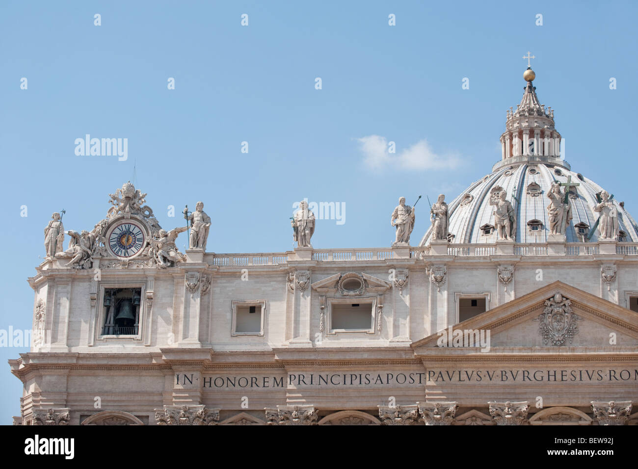 A detail of the front of St Peter's Basilica, Vatican City, Rome, Italy ...