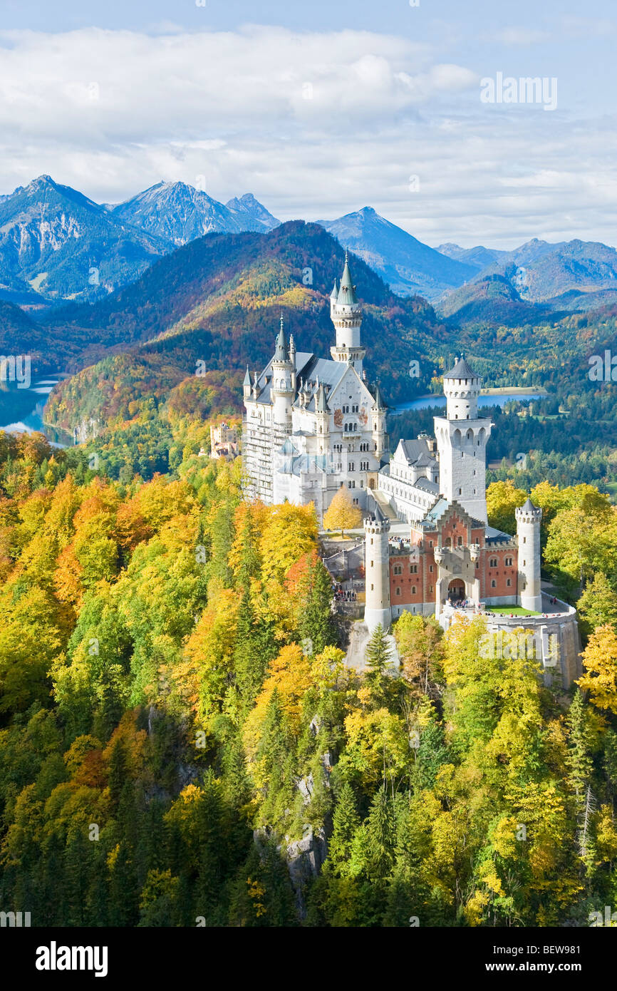 Neuschwanstein Castle, Schwangau, Bavaria, Germany, high angle view ...