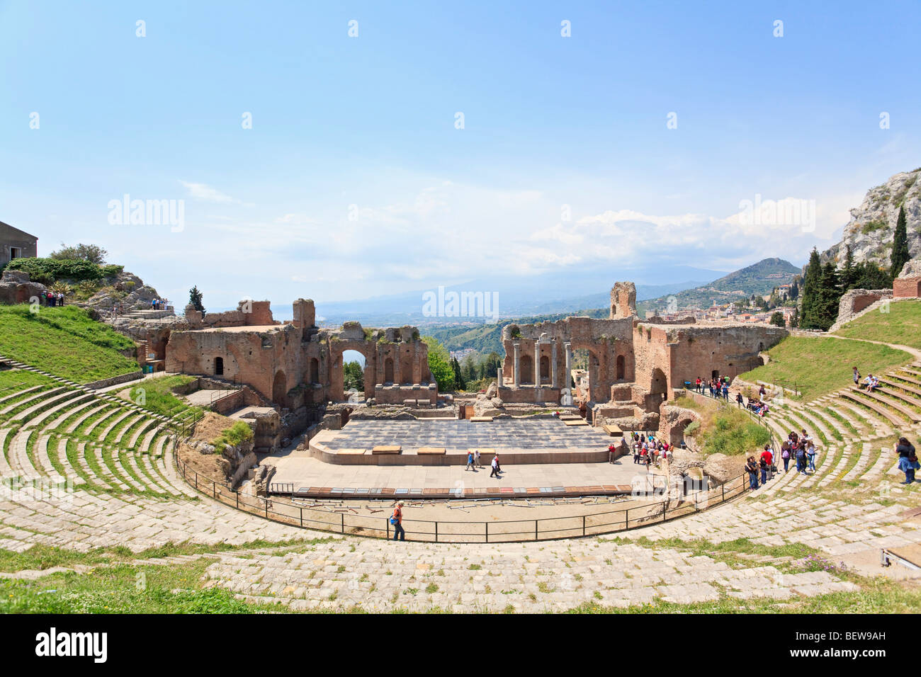 Ancient roman theatre in Taormina, Sicily, Italy Stock Photo - Alamy