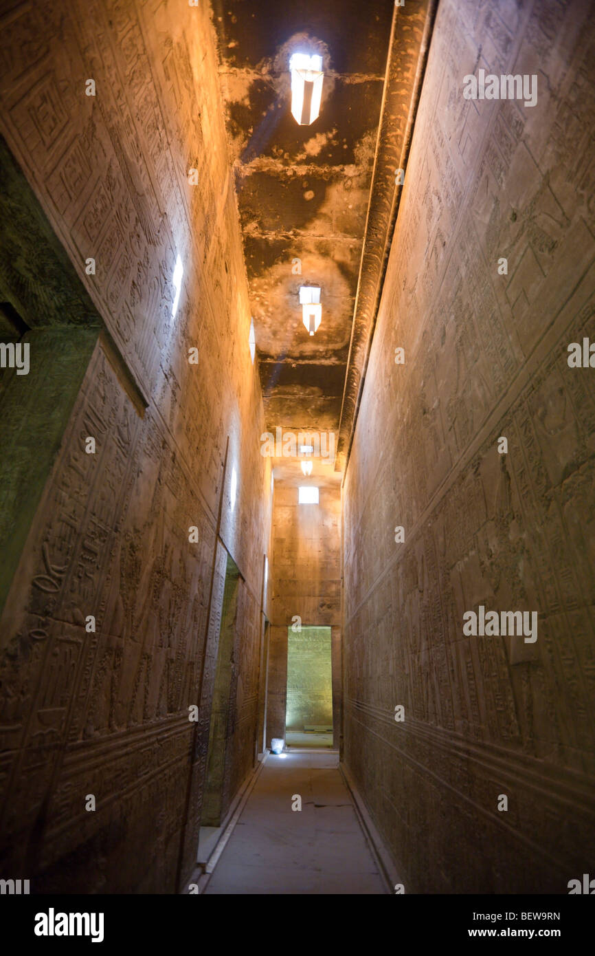Inside of Horus Temple in Edfu, Edfu, Egypt Stock Photo - Alamy