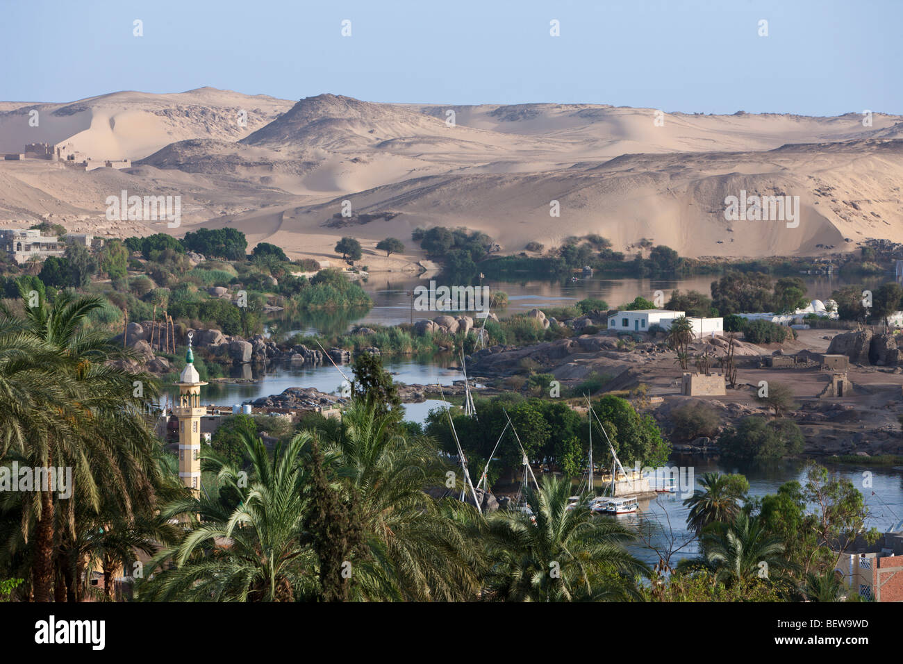 View on Nile River Landscape of Aswan, Aswan, Egypt Stock Photo - Alamy