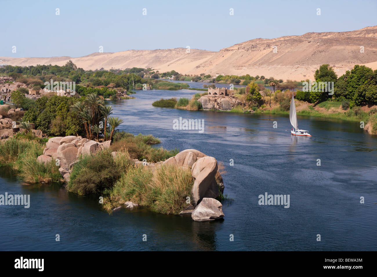 Felucca on Nile River Cataract, Aswan, Egypt Stock Photo - Alamy