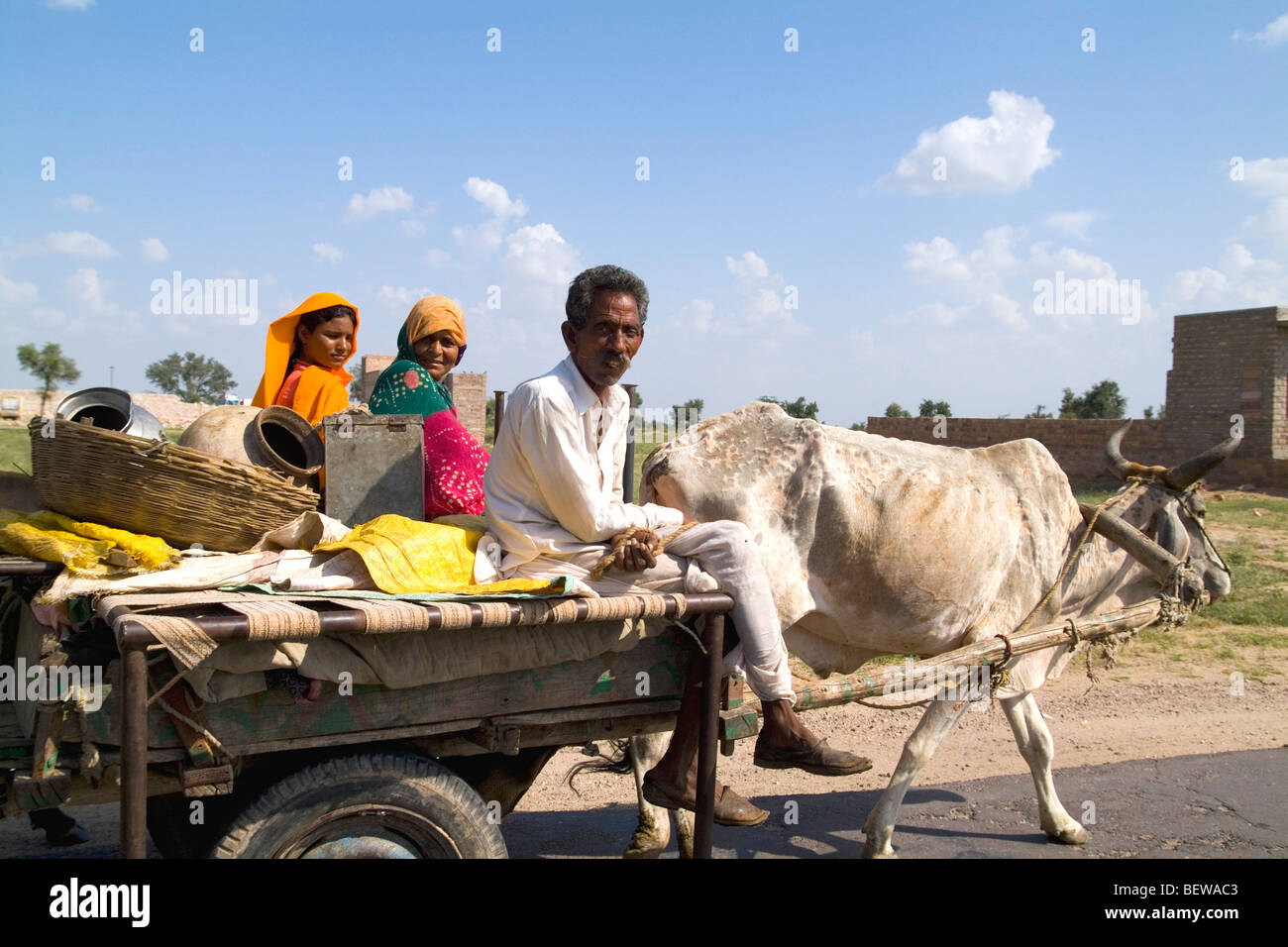 Indians on a ox cart, India Stock Photo - Alamy