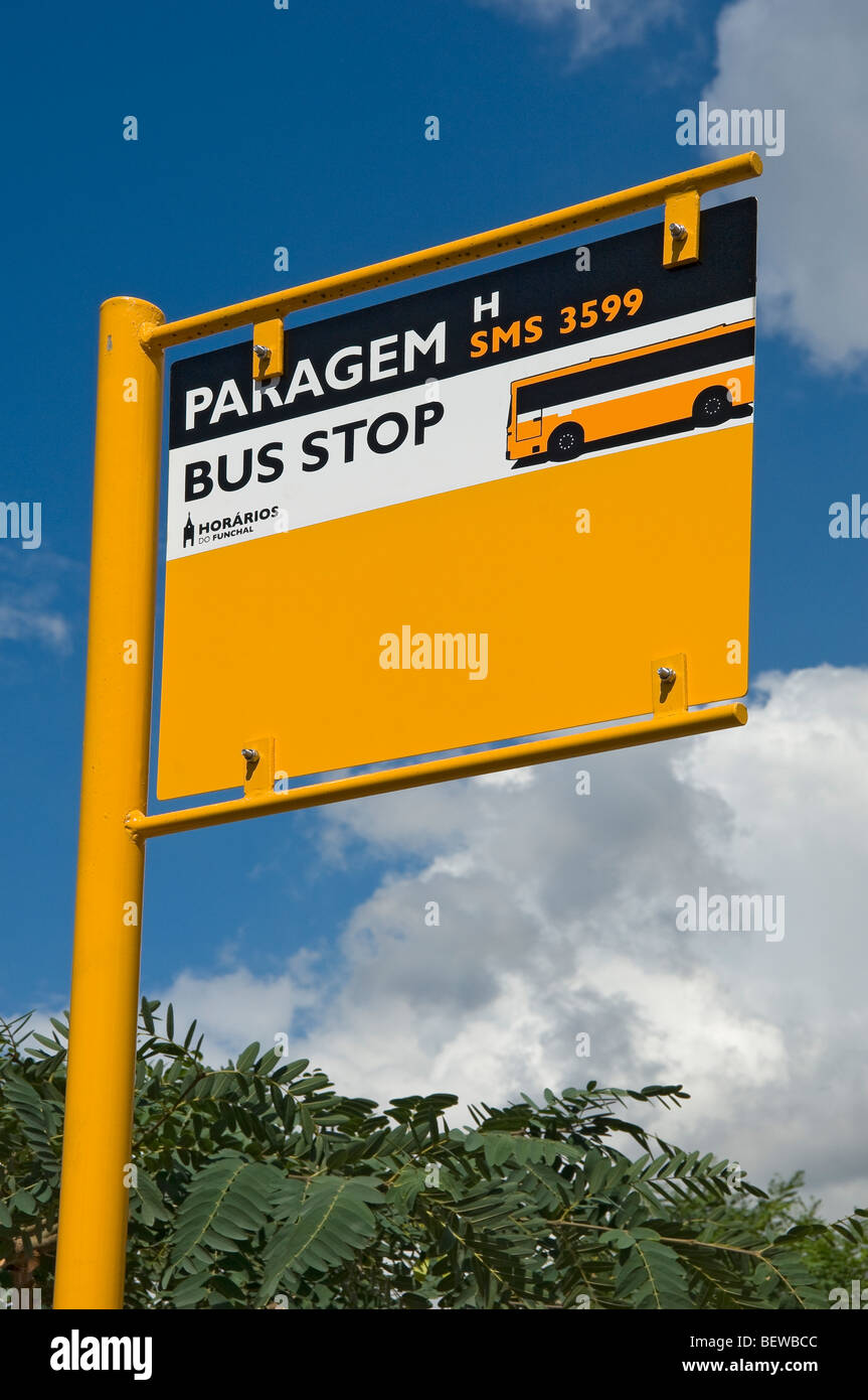 Close up of bus stop sign Funchal Madeira Portugal EU Europe Stock ...