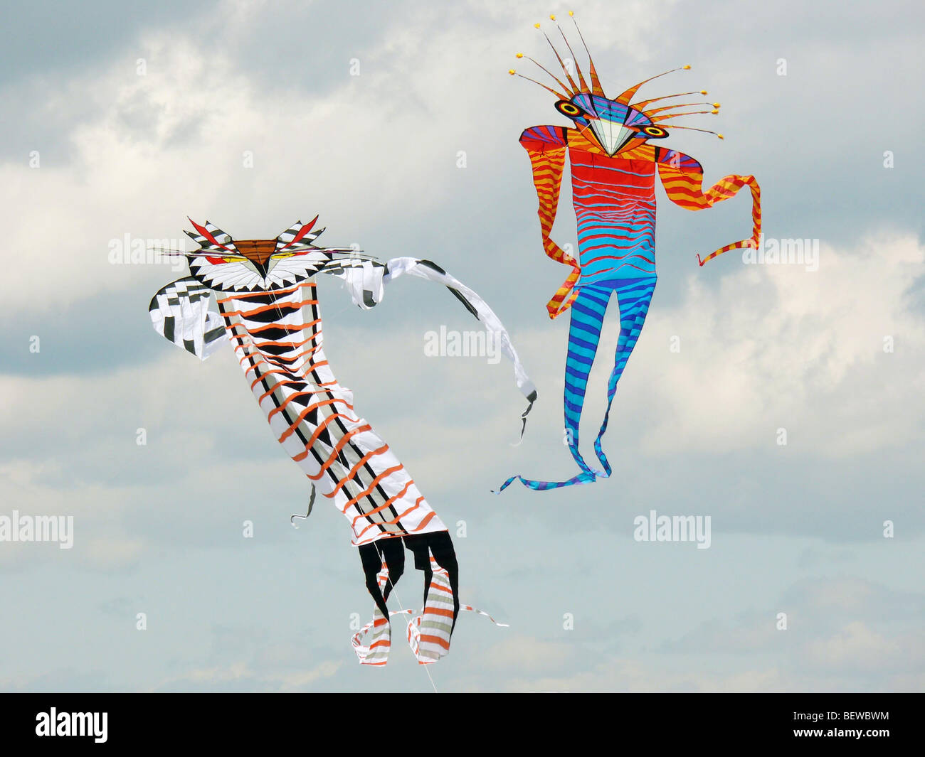 Two colorful dragons on the international dragon days, Donaueschingen ...