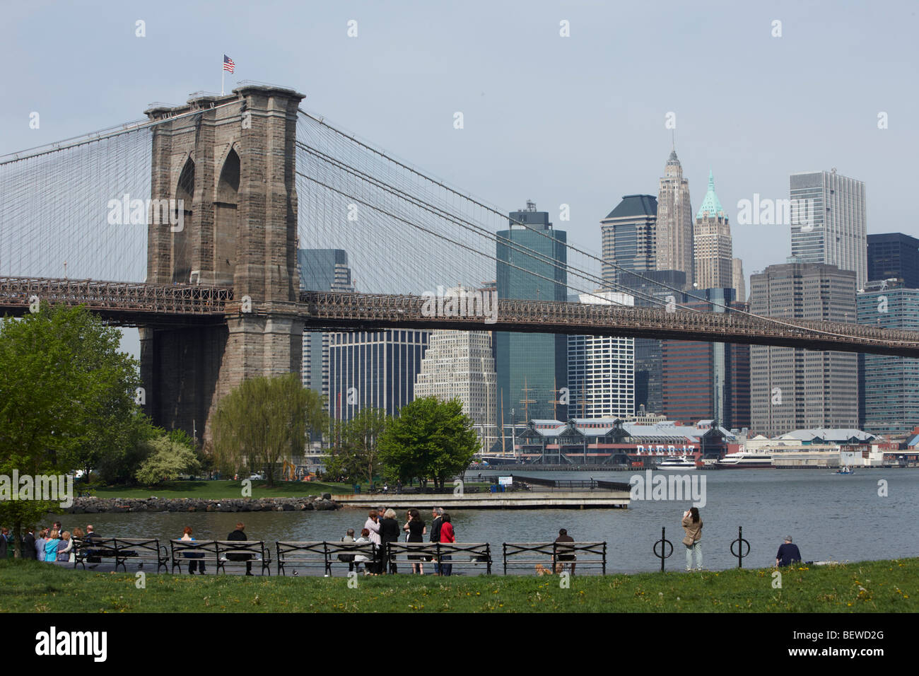 Brooklyn Bridge in front of Manhattan skyline, New York City, USA Stock ...
