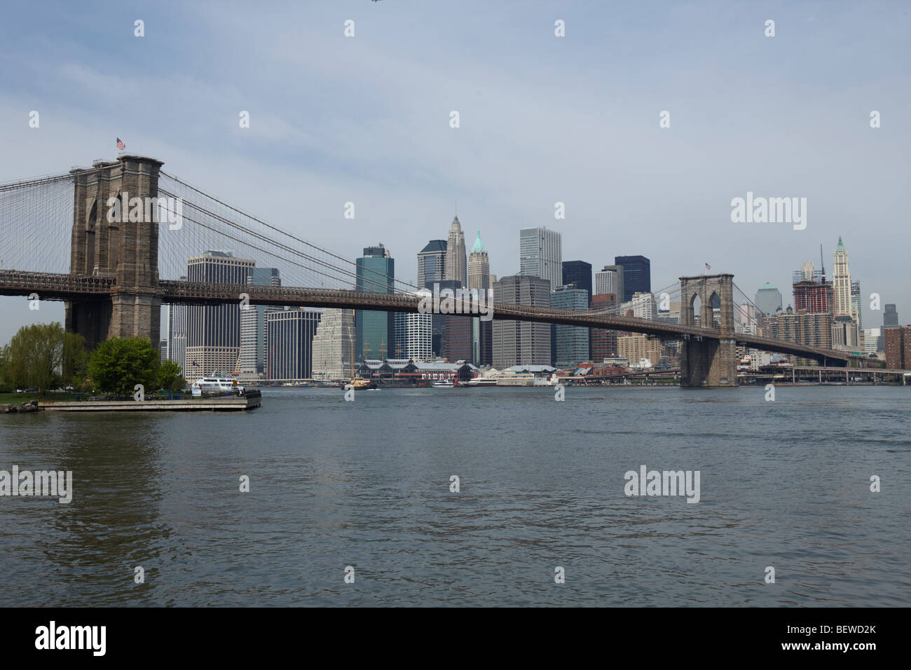 Brooklyn Bridge in front of Manhattan skyline, New York City, USA Stock ...