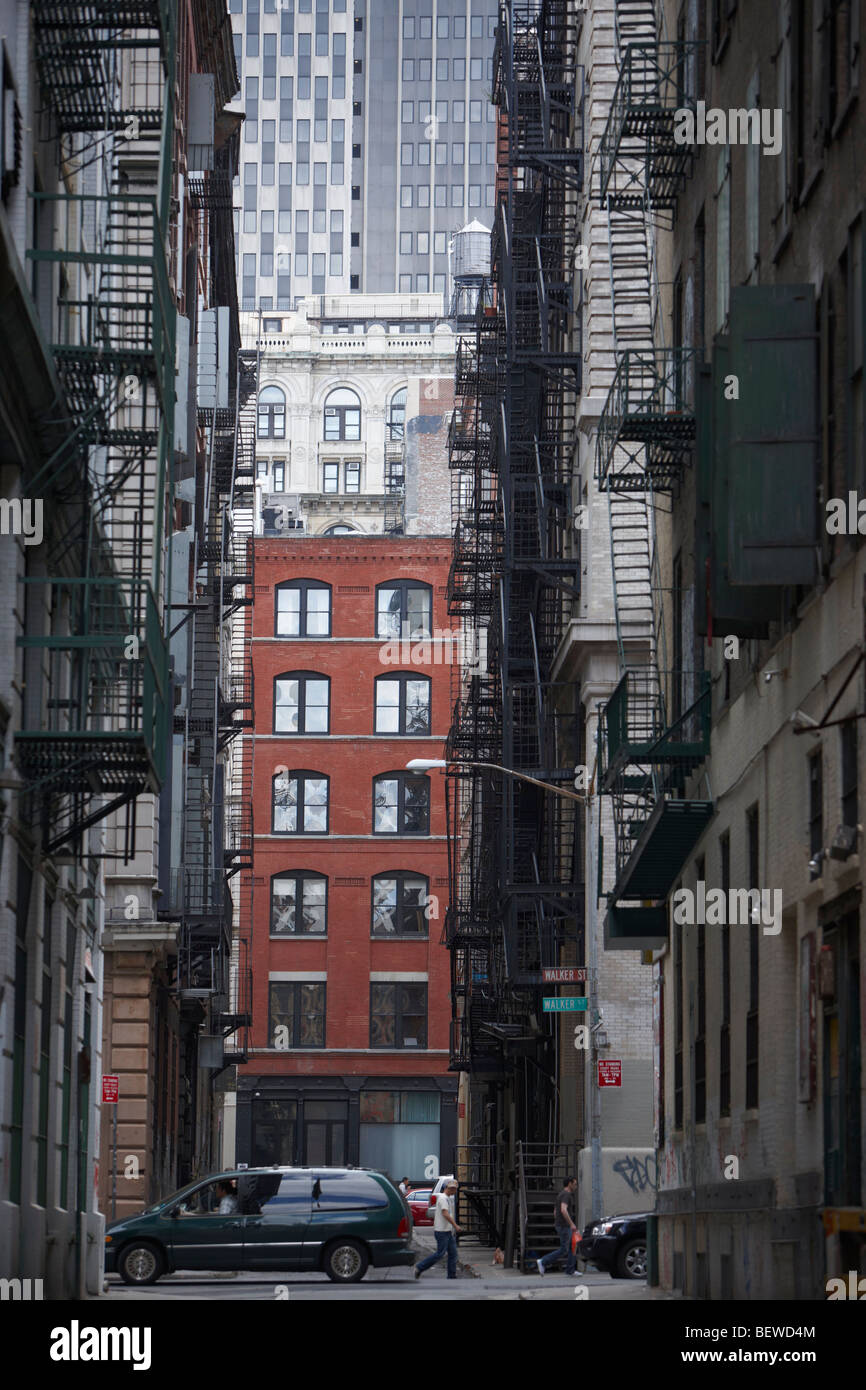 Urban canyon in the TriBeCa quarter, Manhattan, New York City, USA ...