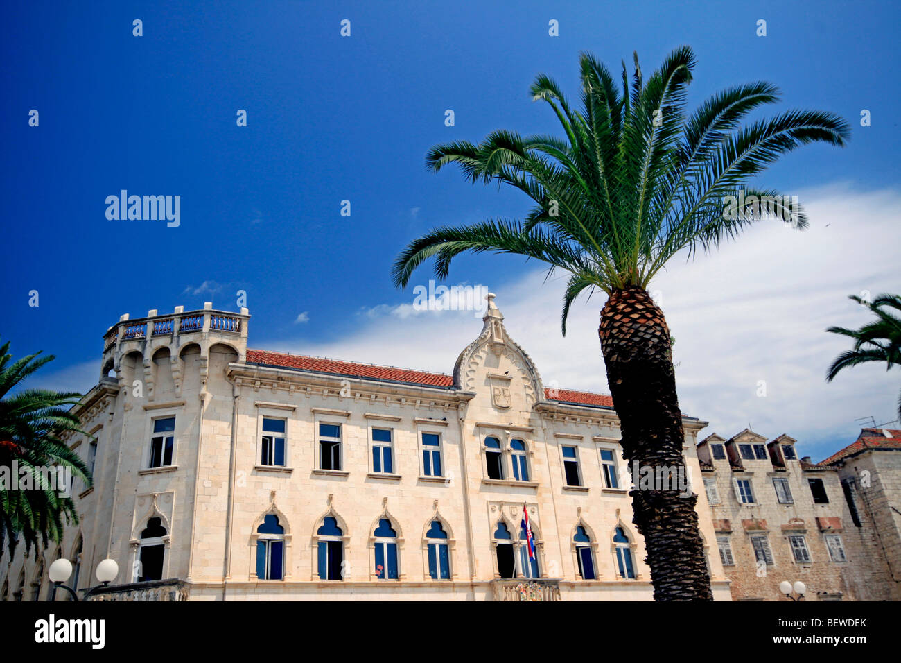 Exterior view of the Duke Palace in the old quarter of Trogir, Croatia ...