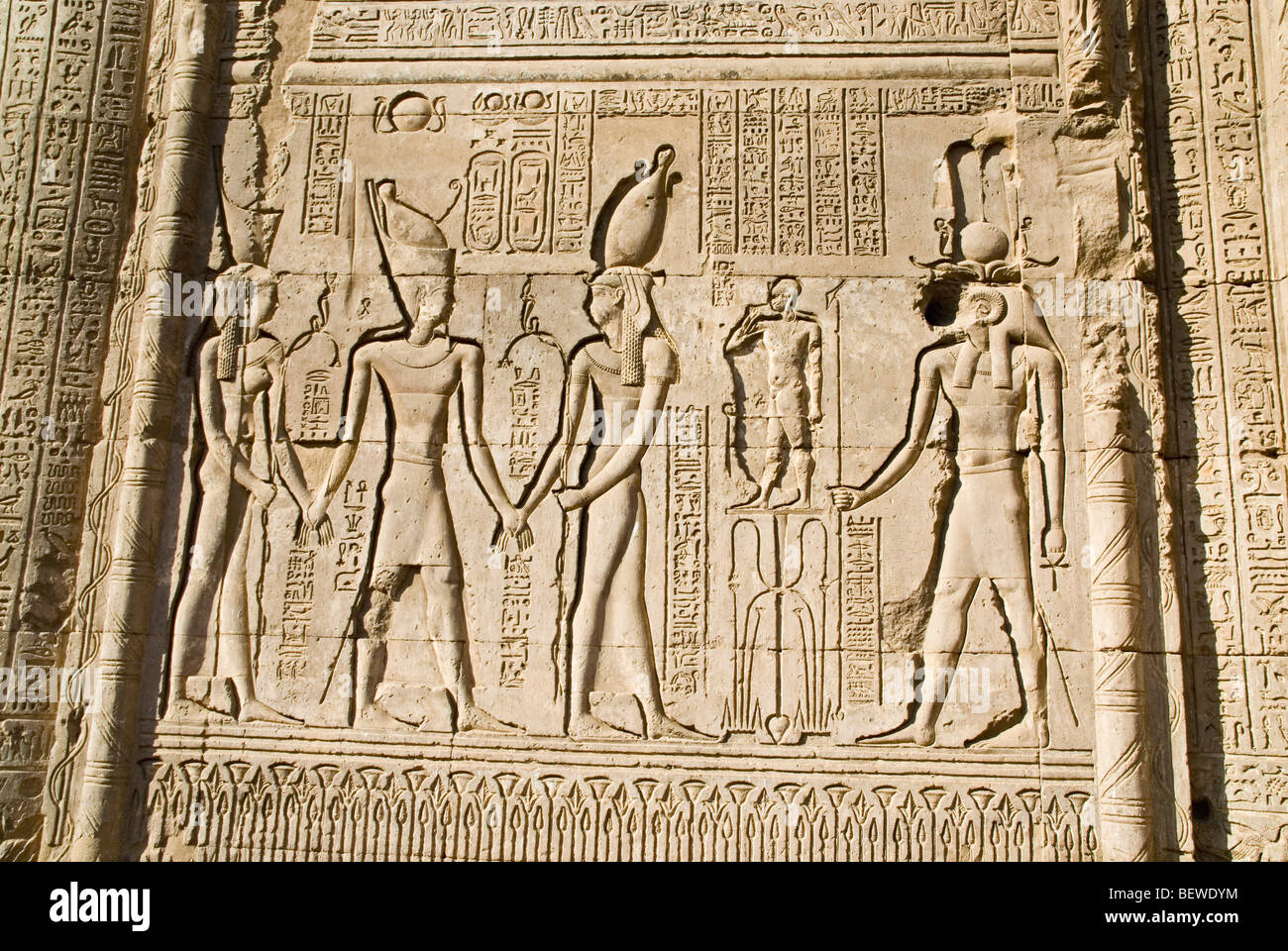 Relief at the wall of the temple dedicated to Khnum in Esna, Egypt ...