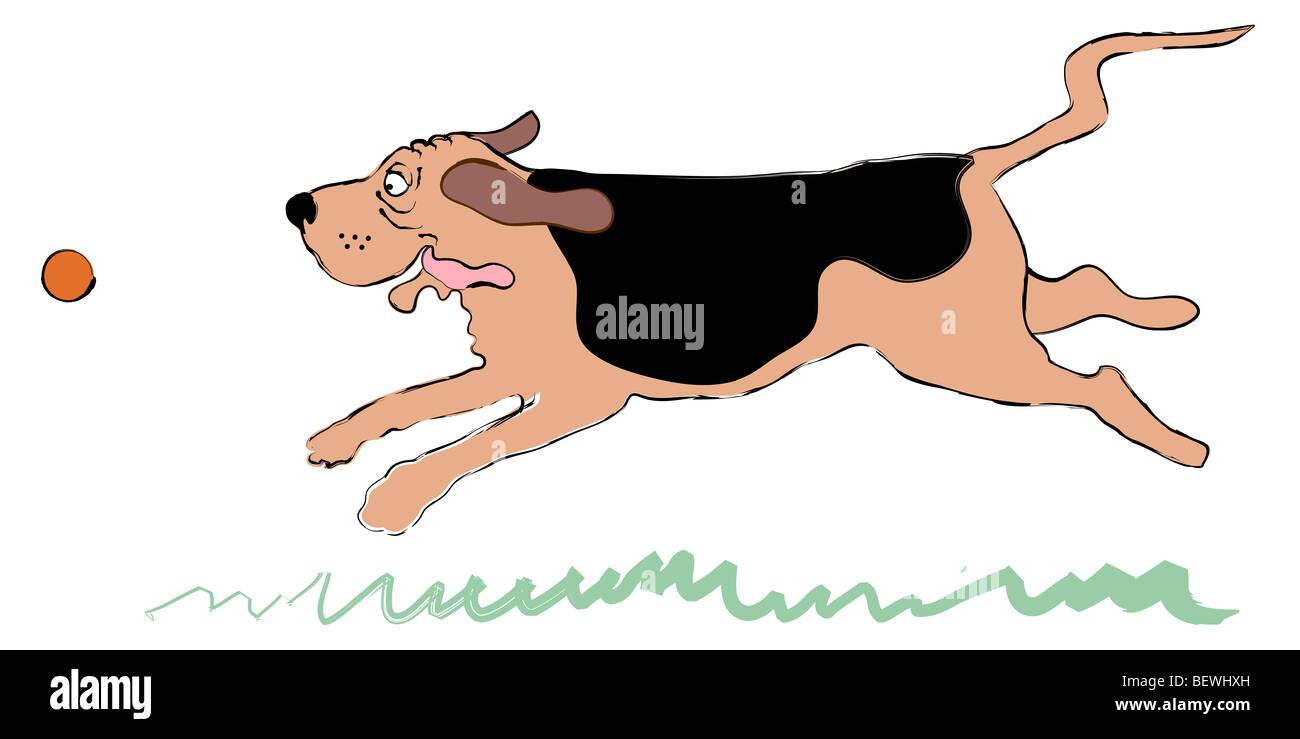 Bloodhound Running, Linda Braucht (b.20th C./American), Computer ...