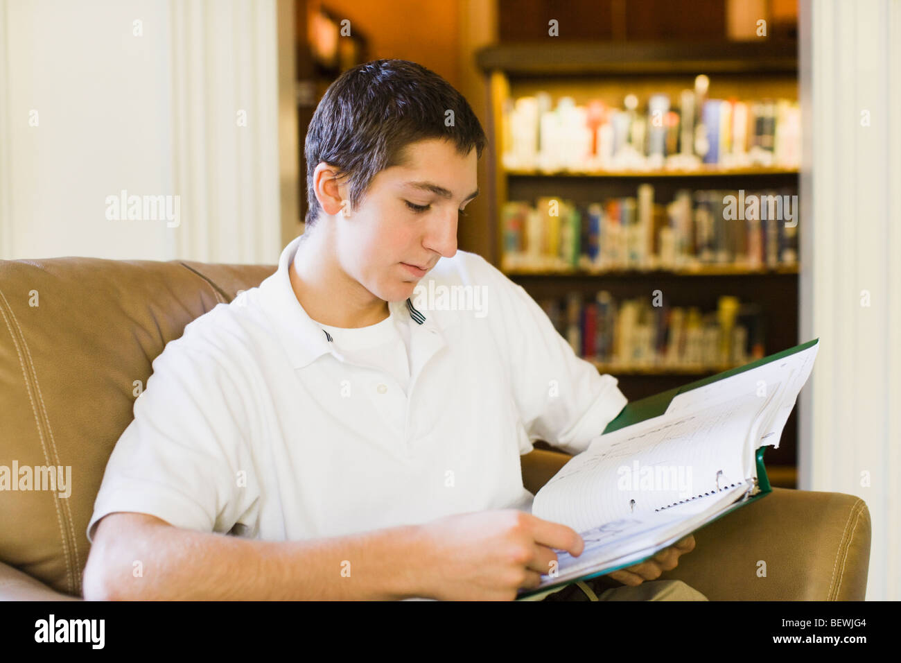 Student reading notes Stock Photo - Alamy