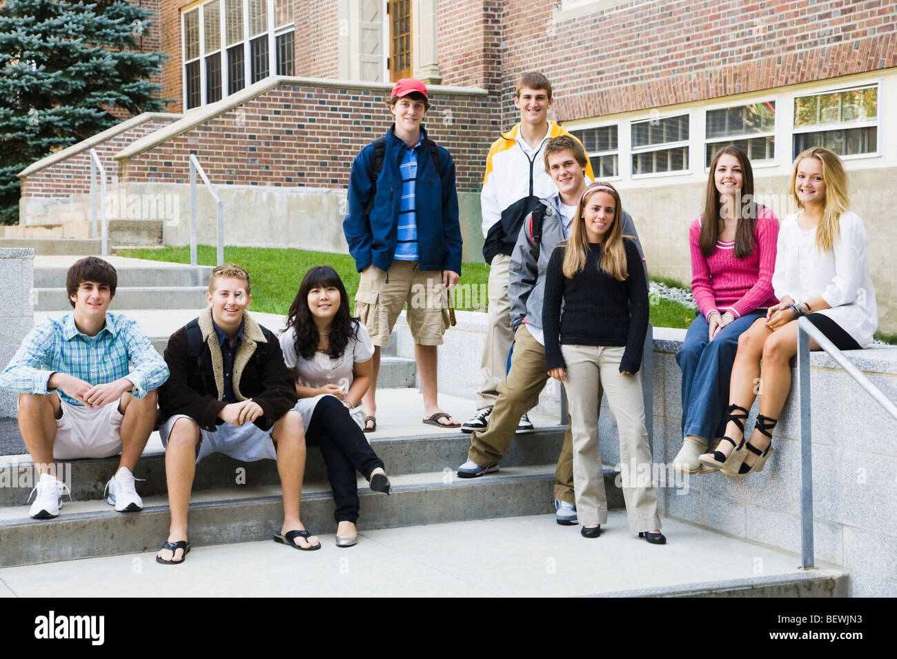 Students in a campus Stock Photo - Alamy