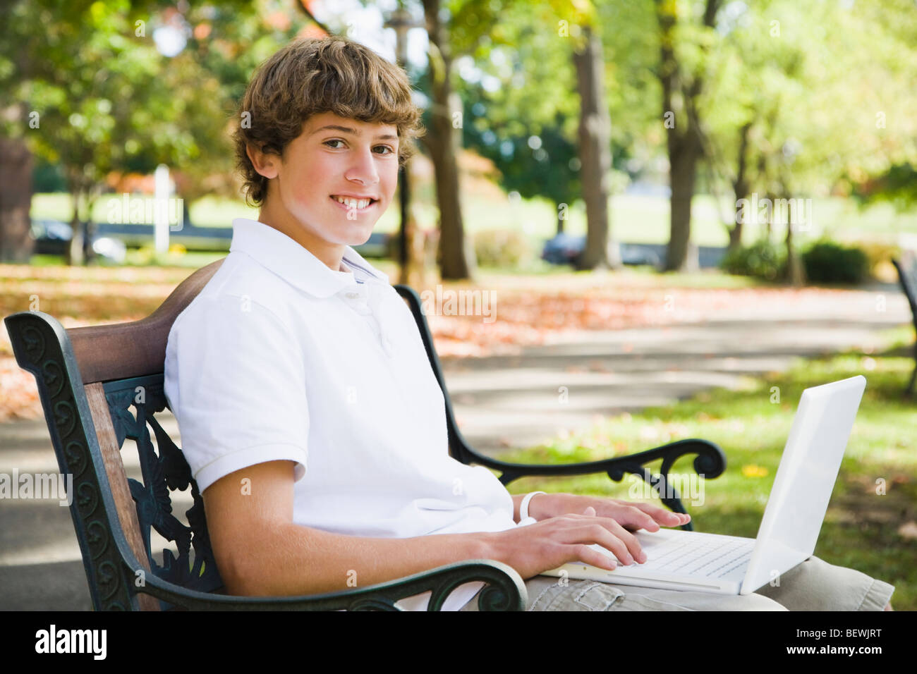 Student using a laptop Stock Photo - Alamy
