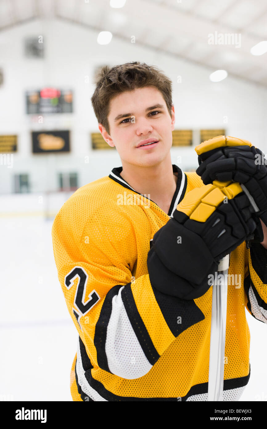 Ice hockey player in an ice rink Stock Photo - Alamy