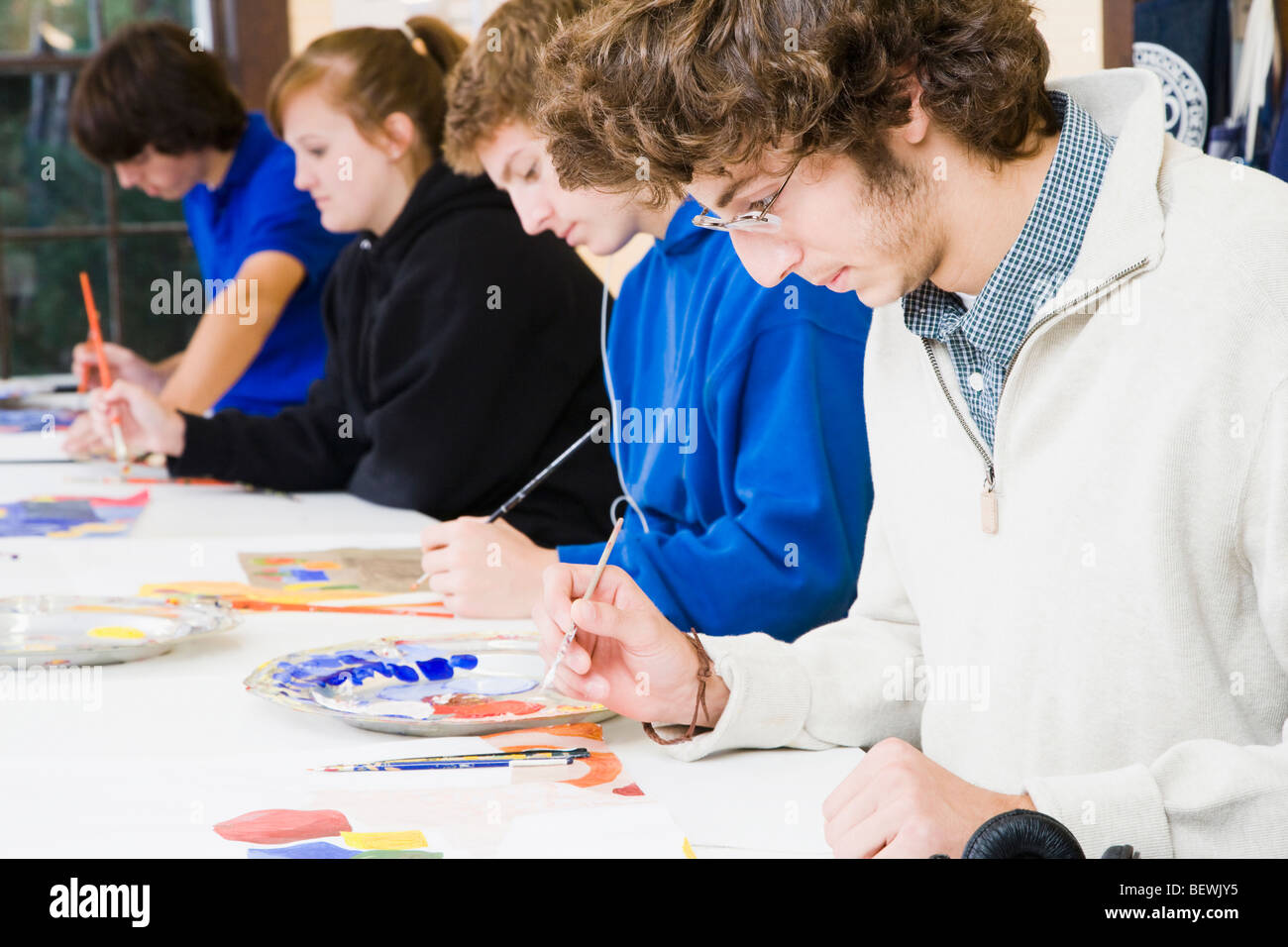 Students in an art class Stock Photo - Alamy