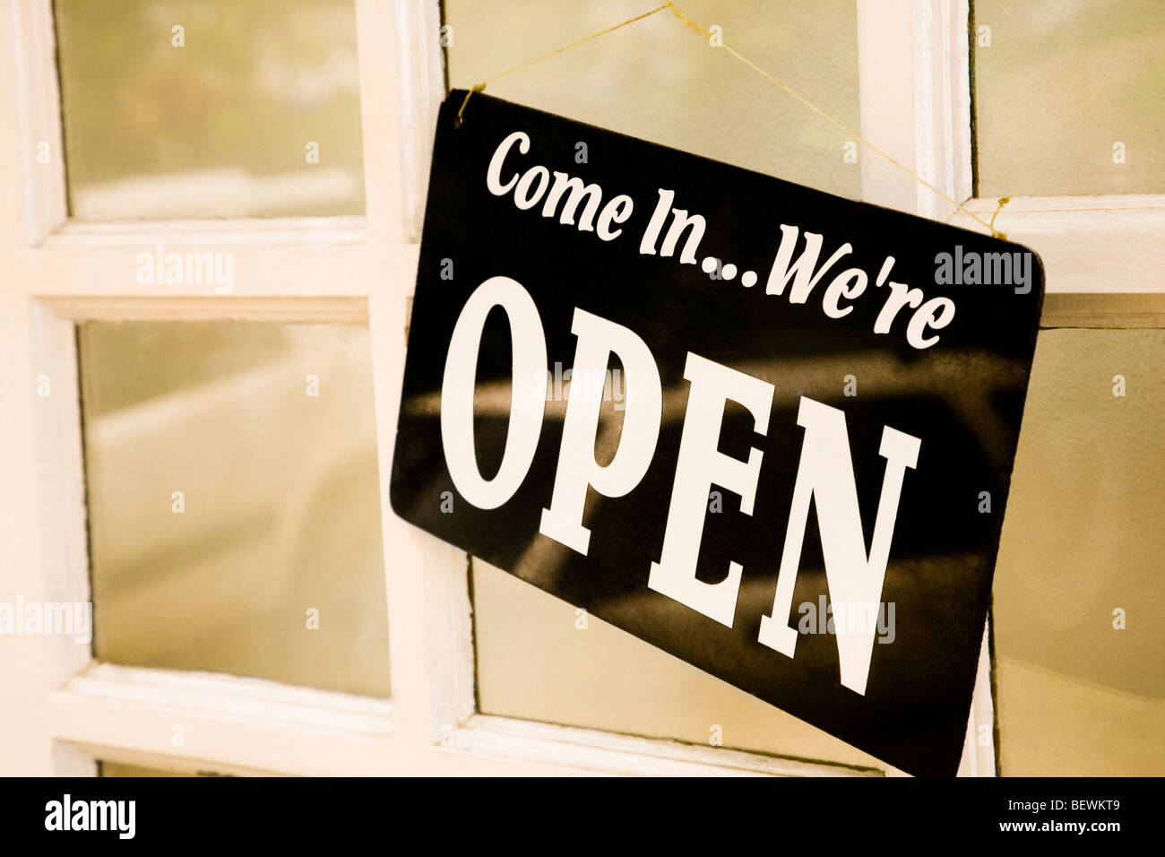 Open sign on a window Stock Photo - Alamy