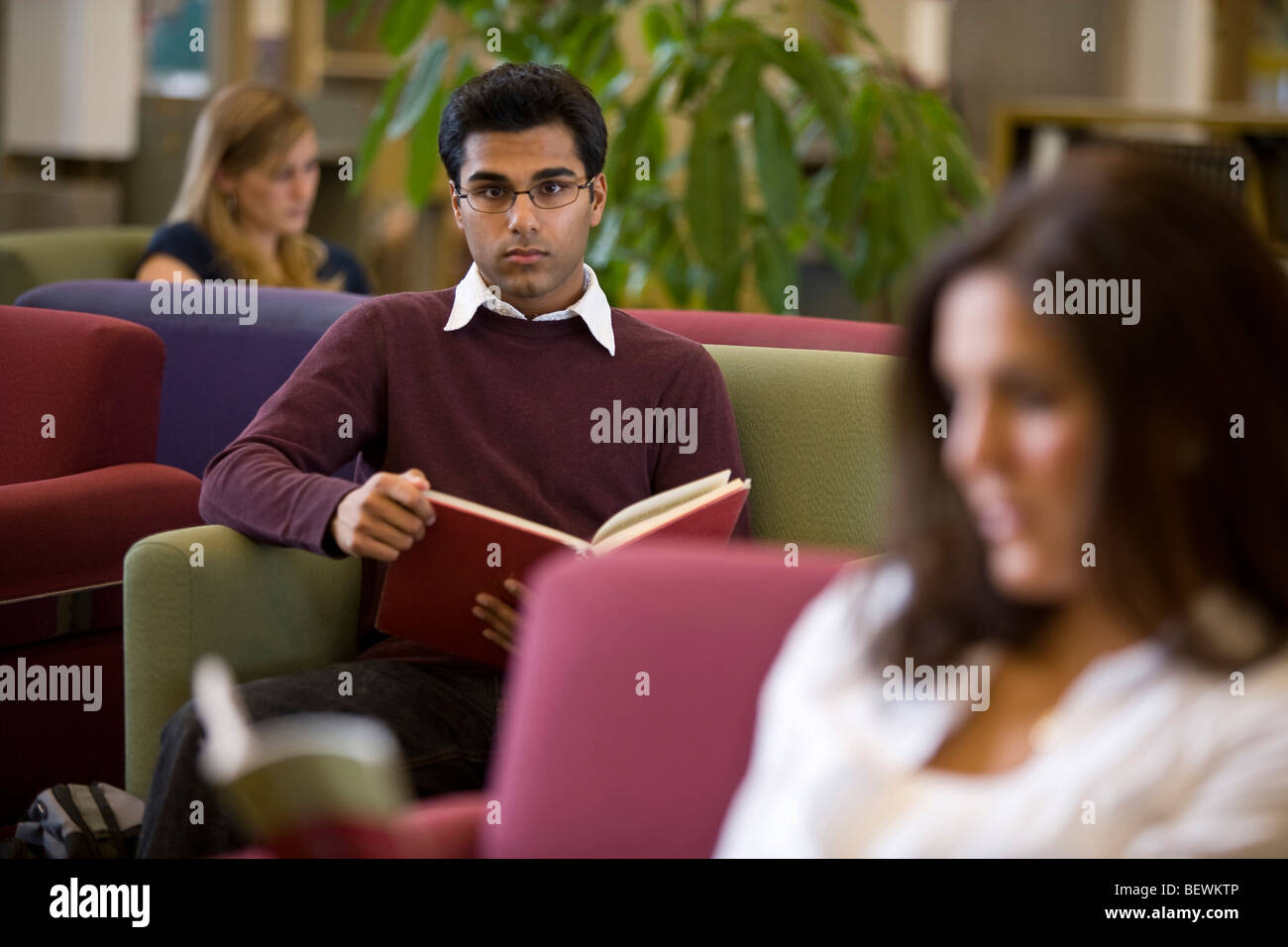 Young adults reading in the library Stock Photo - Alamy