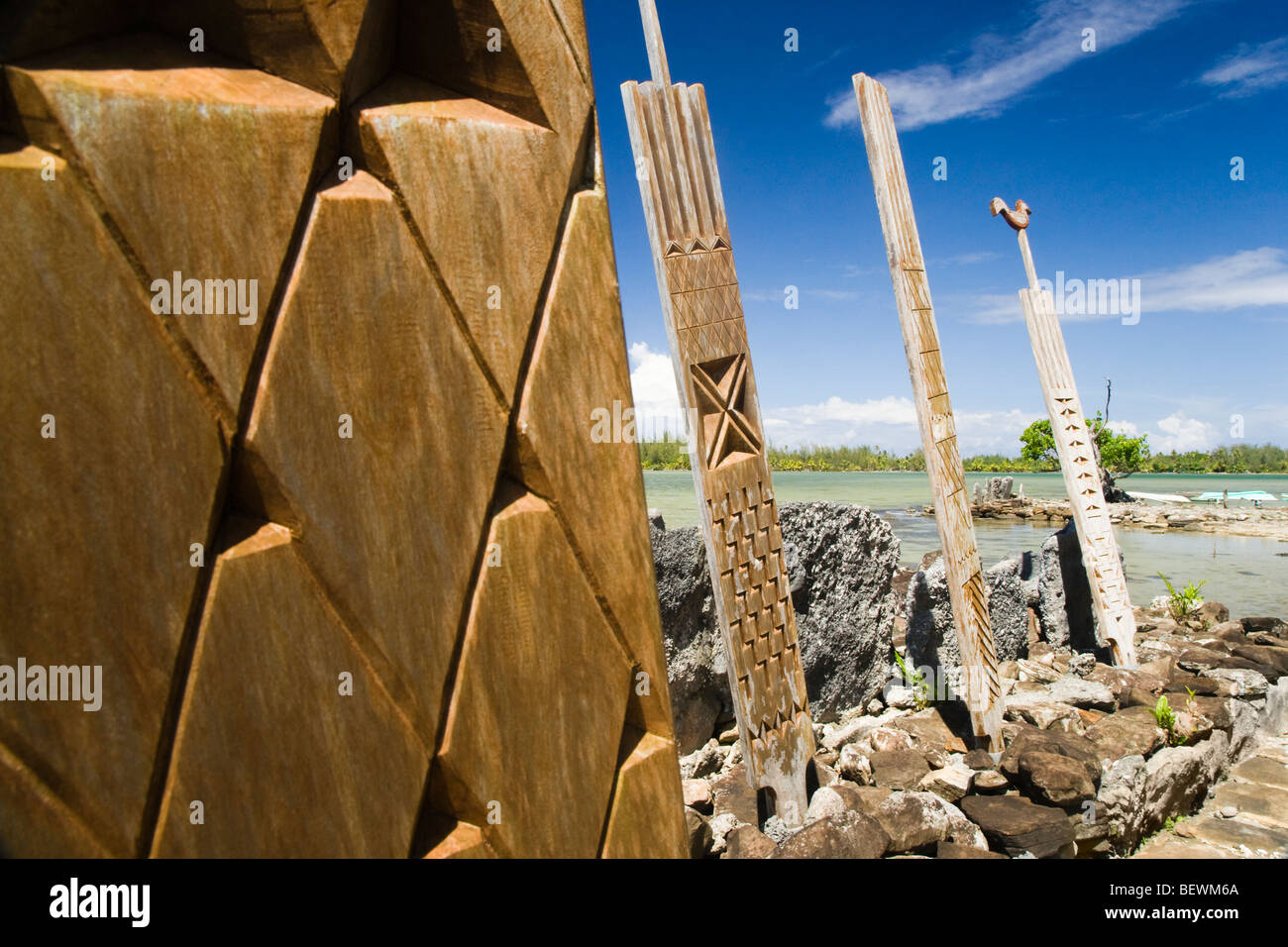 Ruins at an archaeological site, Huahine Island, Tahiti, French ...