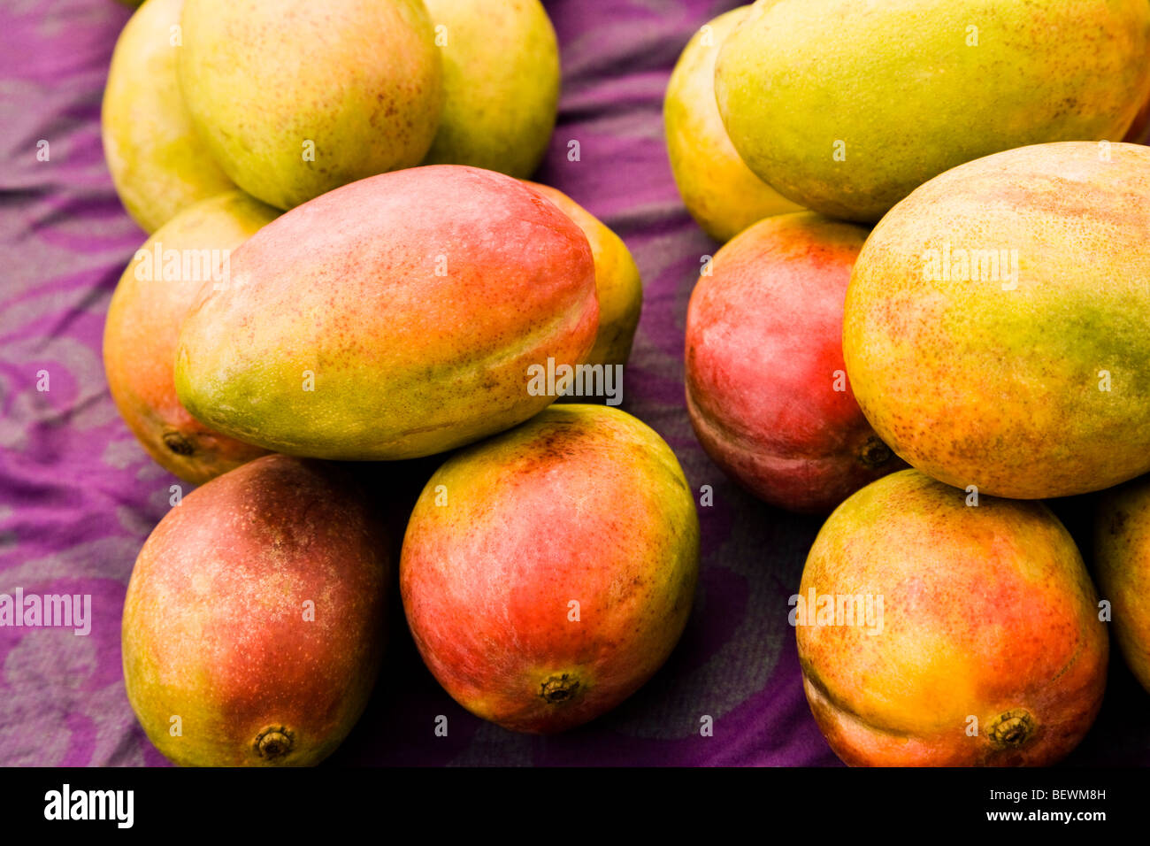 Mangoes for sale at a market stall, Papeete, Tahiti, French Polynesia ...
