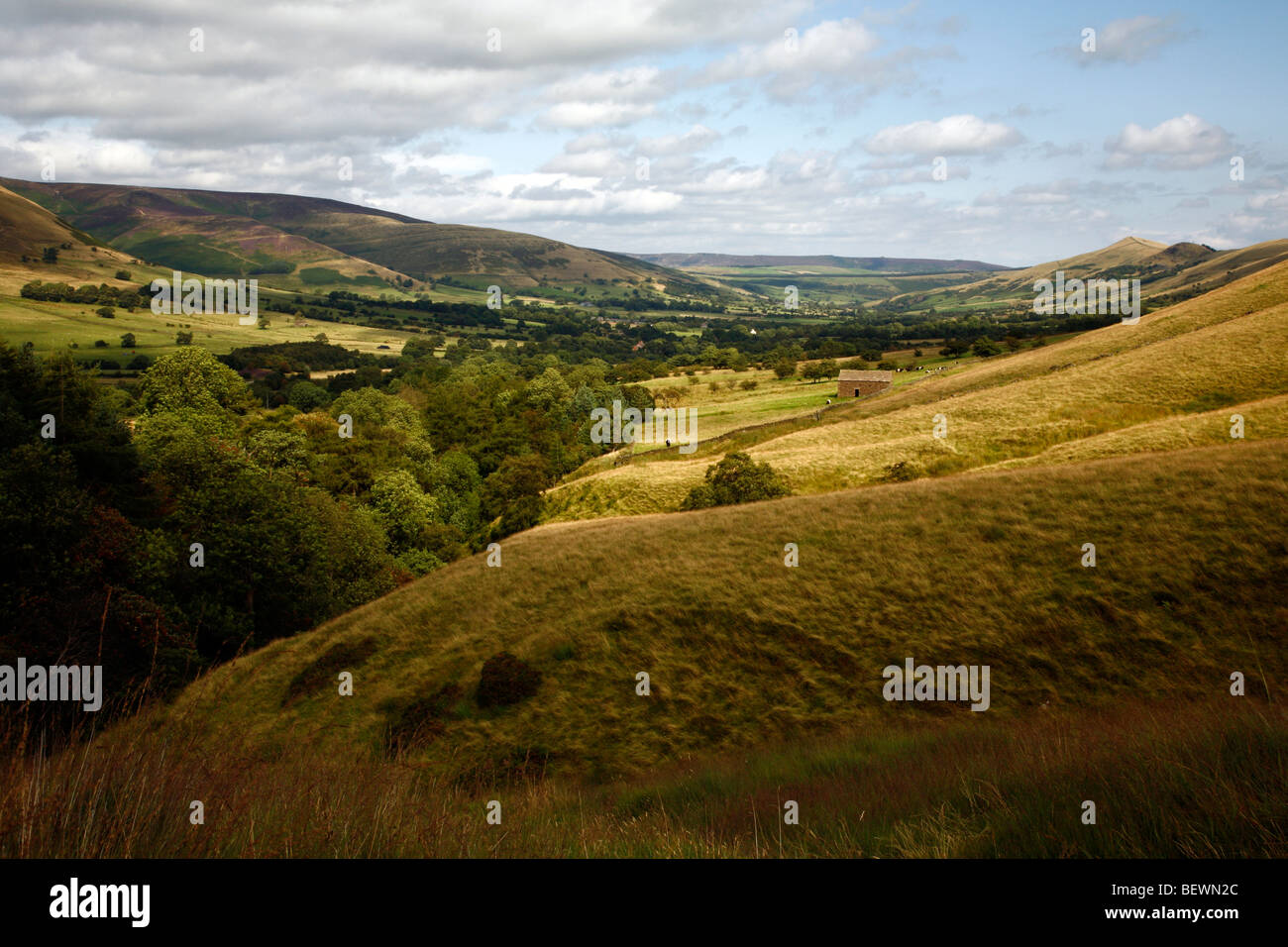 Looking along Whitemoor clough sitch down the Vale of Edale,Peak ...
