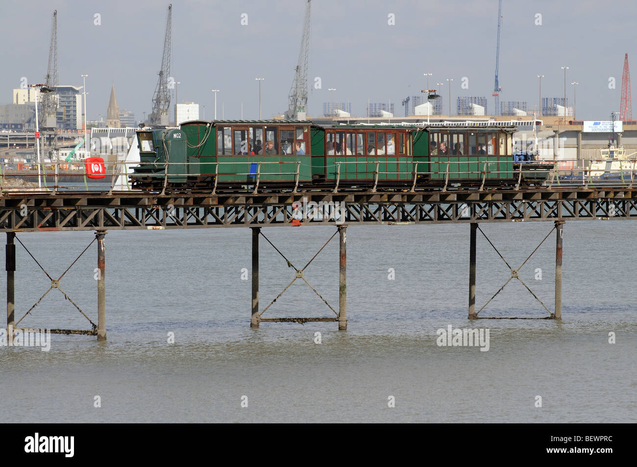 Hythe electric railway transporting ferry passengers along Hythe ...