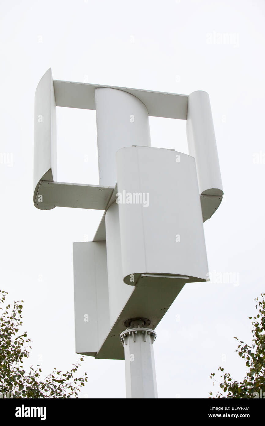 A vertical axis wind turbine in the grounds of a Tesco supermarket in ...